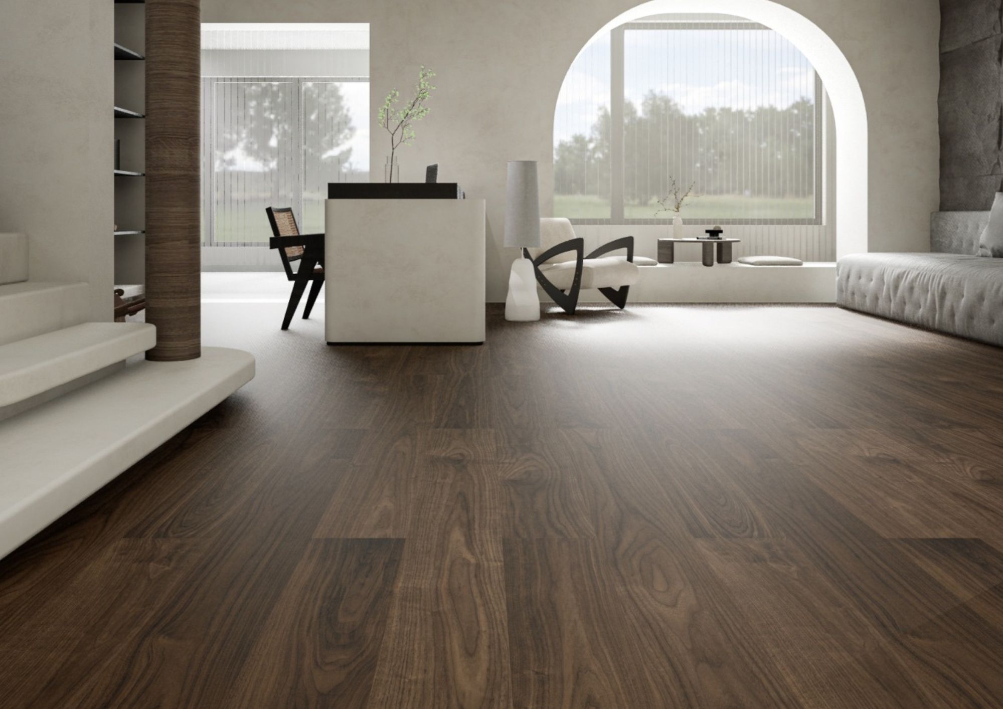 Light Walnut shade wooden flooring in plank format